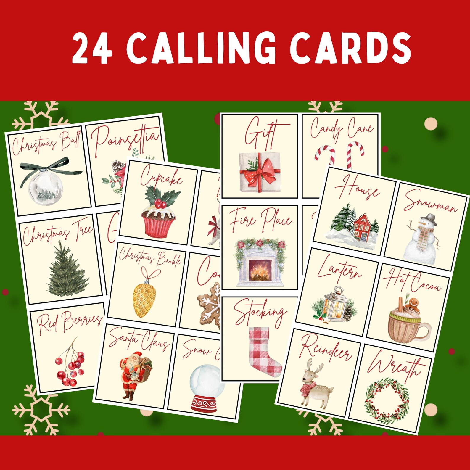 Christmas Bingo Game, 30 Unique Cards (digital Download) - Etsy