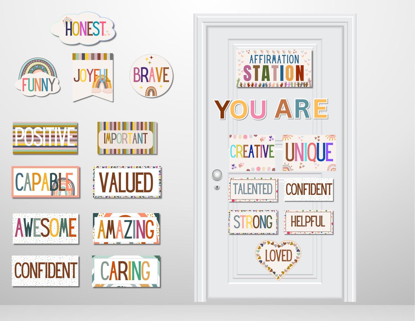 Boho Affirmation Station Boho, Bulletin Board Display, Neutral ...