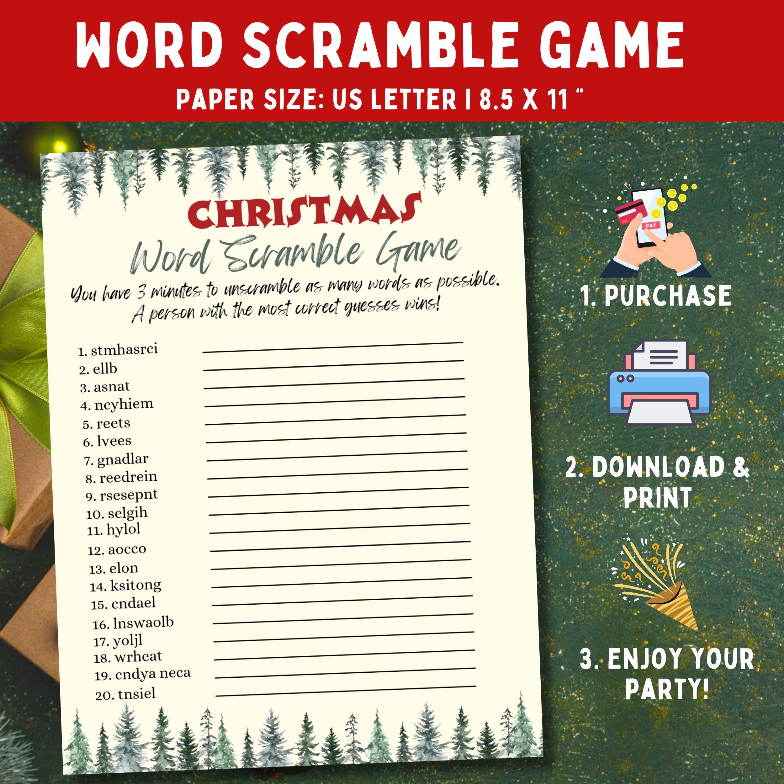 Christmas Word Scramble Game | Office Christmas Party Game | Christmas ...