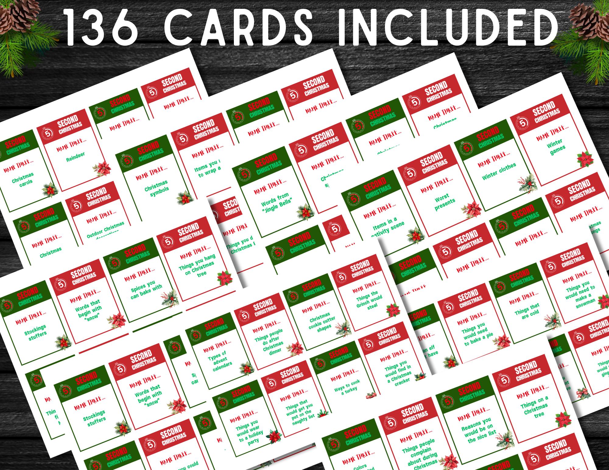 Christmas 5 Second Game | Printable Party Activity (136 Cards) - Etsy