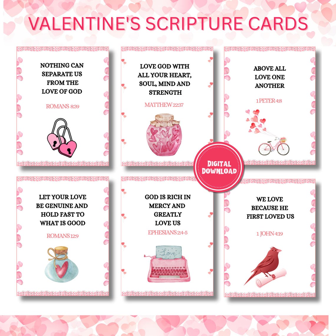 Love Bible Verse Cards | Scripture Valentines | Bible Favors ...