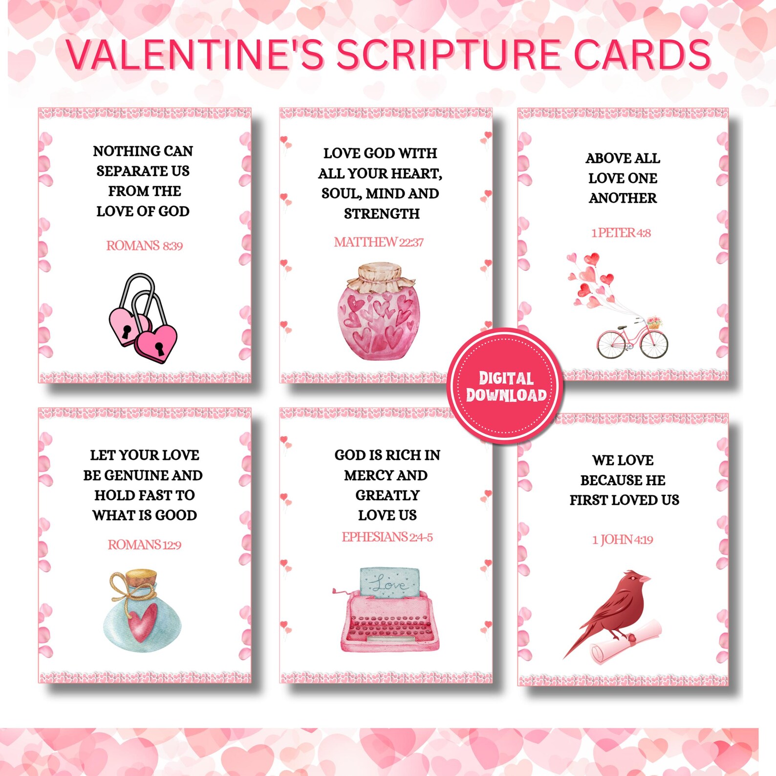 Love Bible Verse Cards | Scripture Valentines | Bible Favors ...