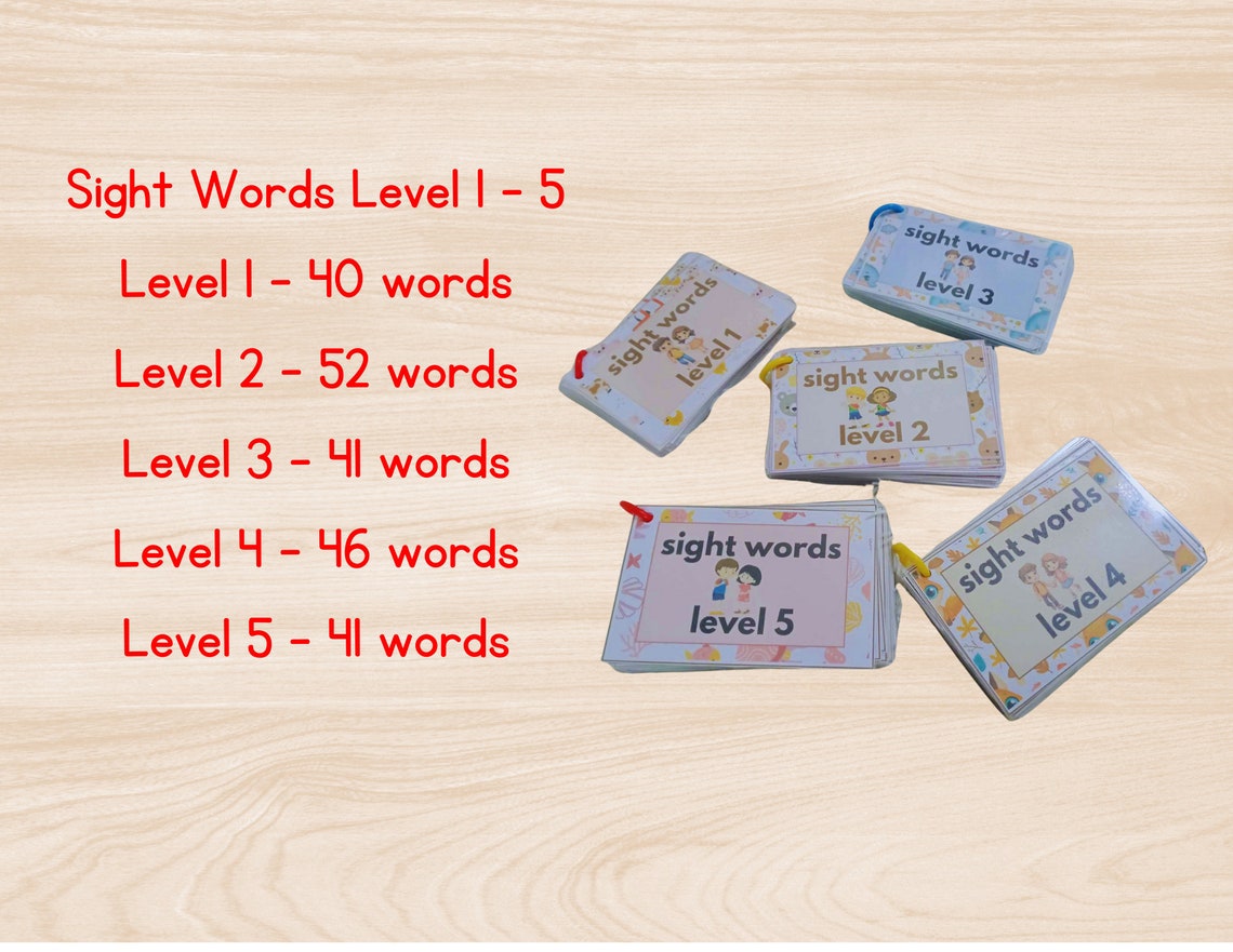 Sight Words Level 1 to 5, Basic Sight Words Flashcards, Reading Sight ...