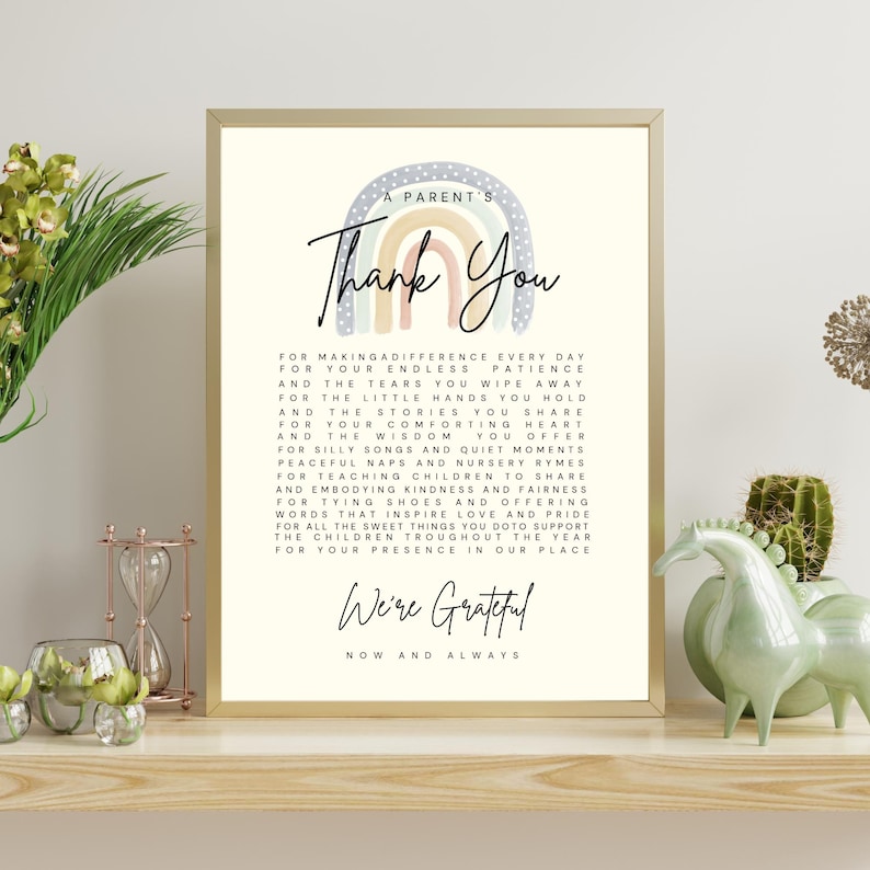 Teacher Thank You Printable | Parent Gift, Nursery Decor (digital ...