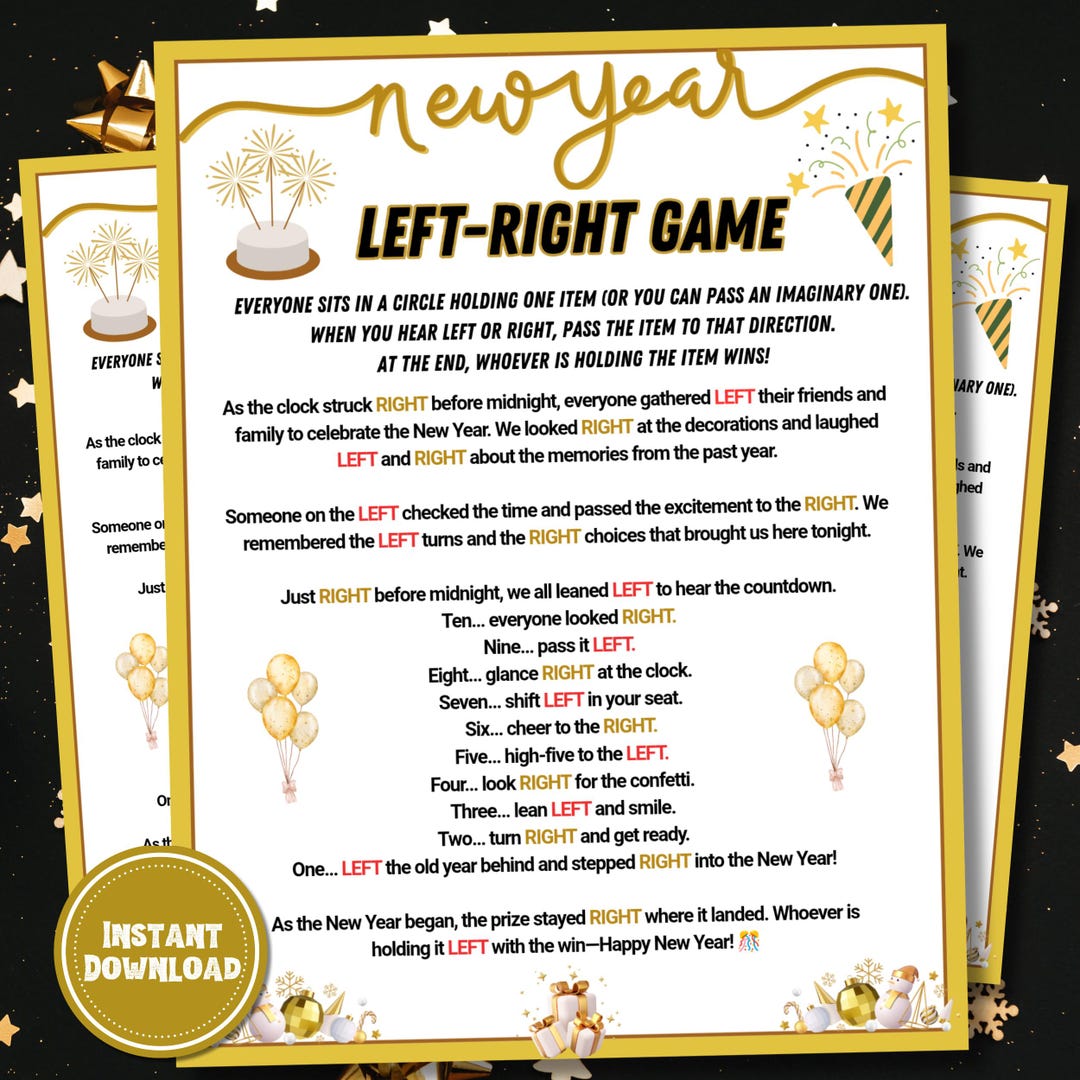New Years Left Right Game 2026, New Years Pass the Prize Game, New Year ...