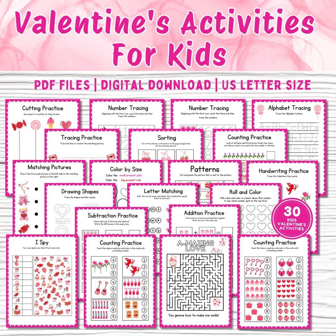 Valentine's Activity Bundle for Kids | Preschool, Kindergarten (digital ...