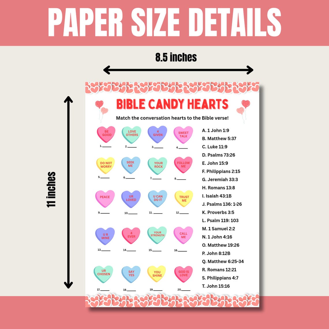 Bible Verse Conversation Hearts Game, Church Valentine (printable ...
