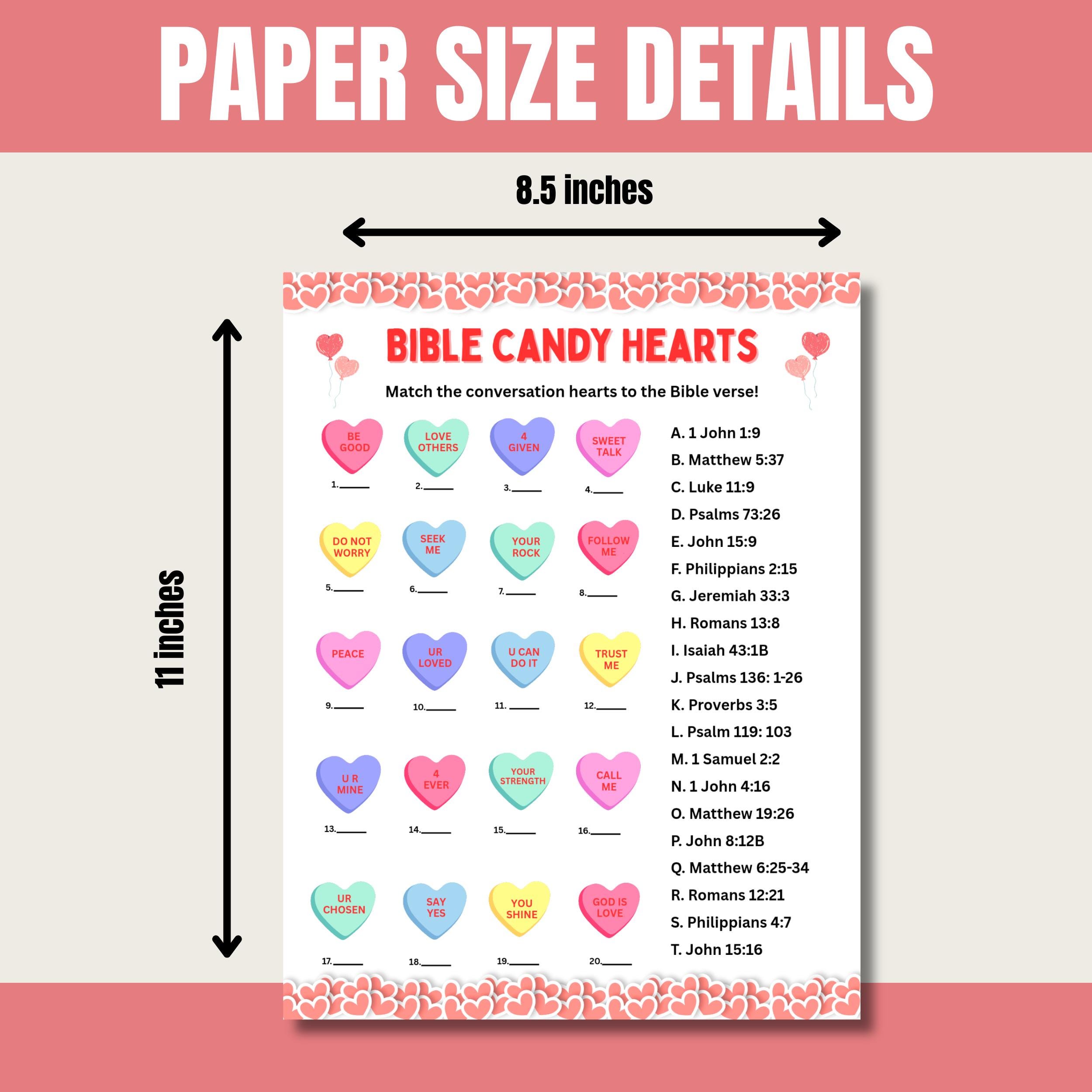 Bible Verse Conversation Hearts Game, Church Valentine (printable ...