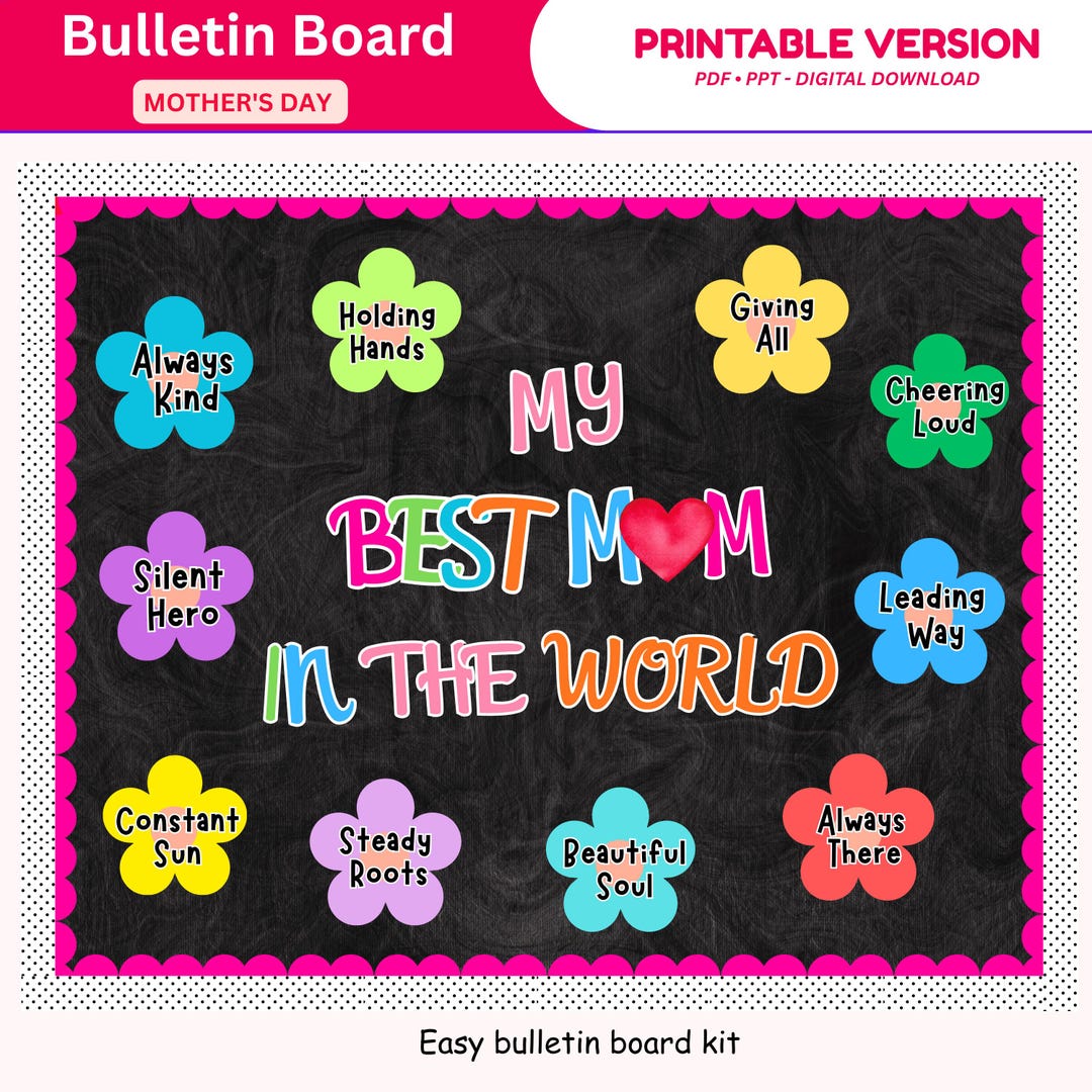Mother's Day Bulletin Board Kit: Mom in World, Classroom Decor (digital ...