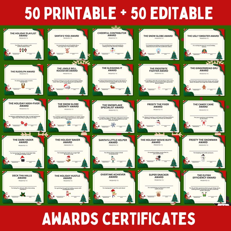 Funny Holiday Employee Award Certificates, Christmas Party, Staff ...