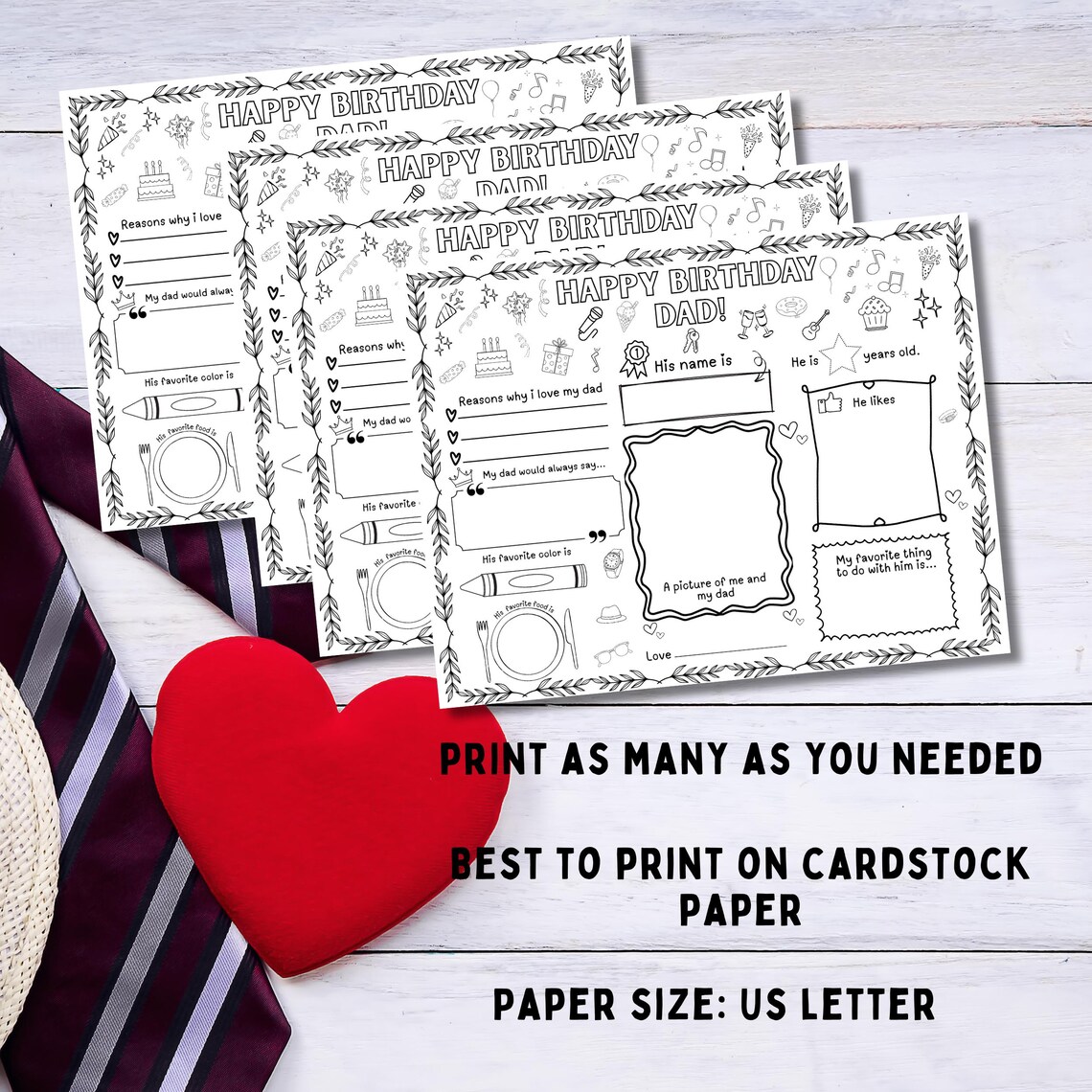 Happy Birthday Dad Coloring Page | Happy Birthday Dad Placemat Activity ...