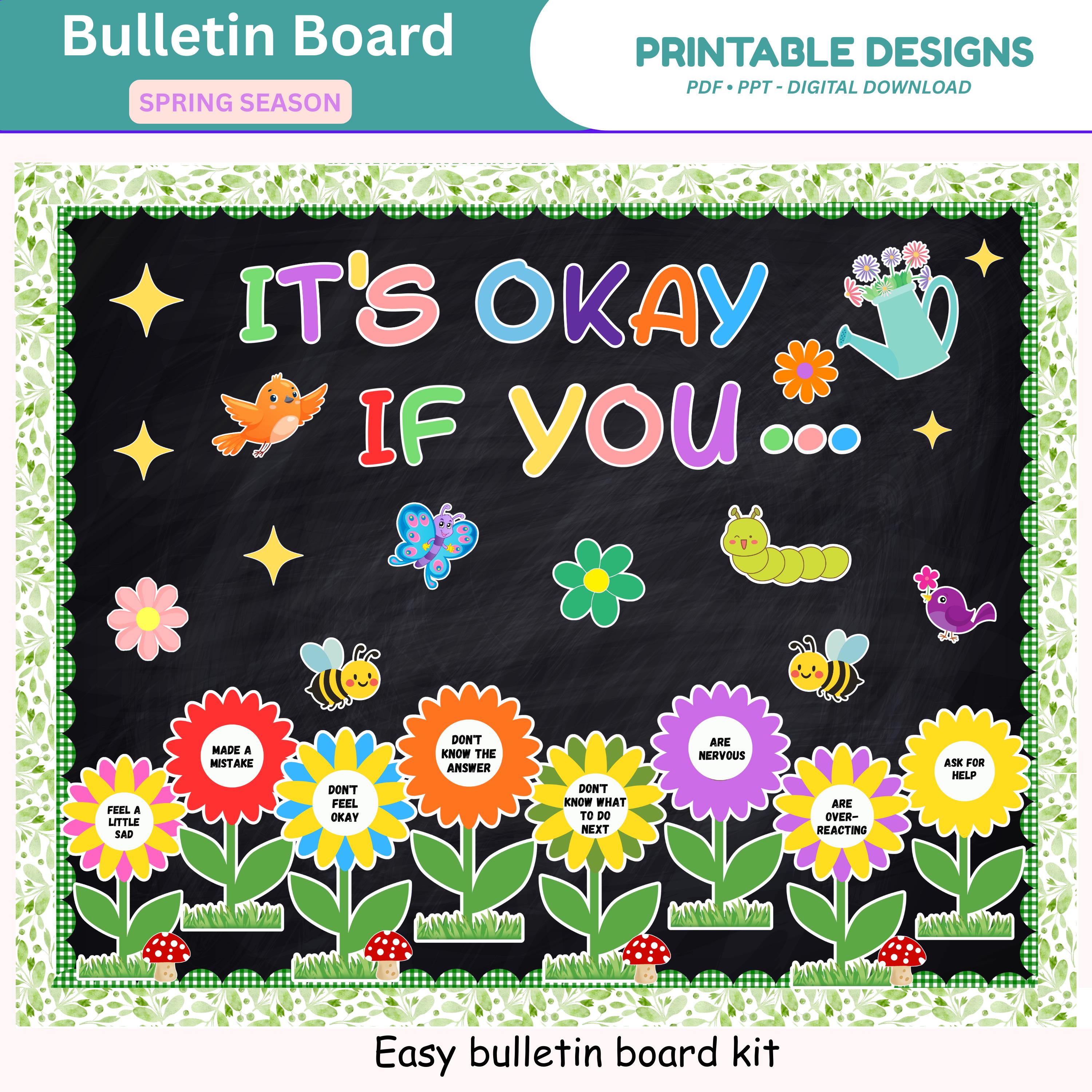 Spring Bulletin Board Kit, SEL Growth Mindset, It's Okay Affirmations ...