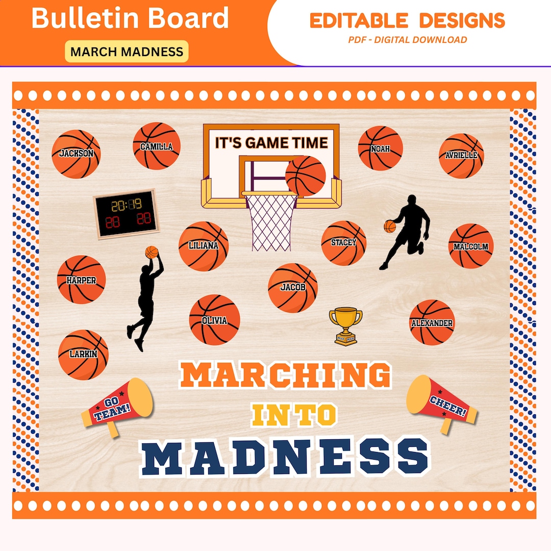 March Madness Basketball Bulletin Board Kit, Classroom Door Decor ...