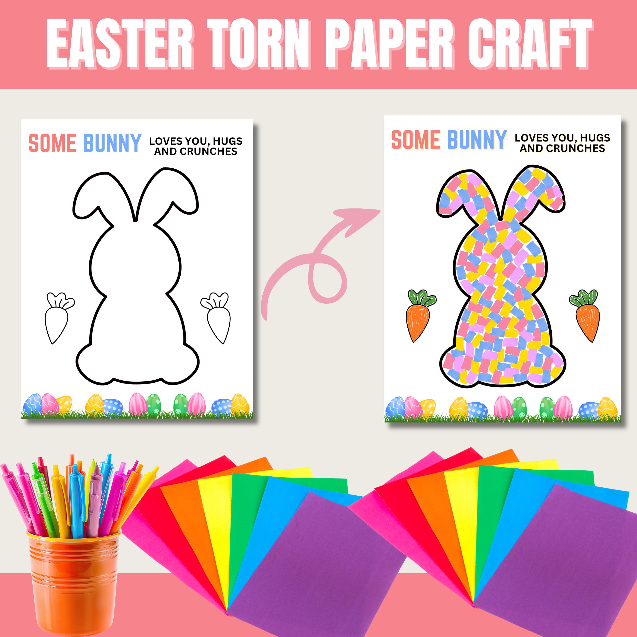 Easter Bunny Torn Paper Craft, Kids DIY Art Activity (printable PDF/PNG ...