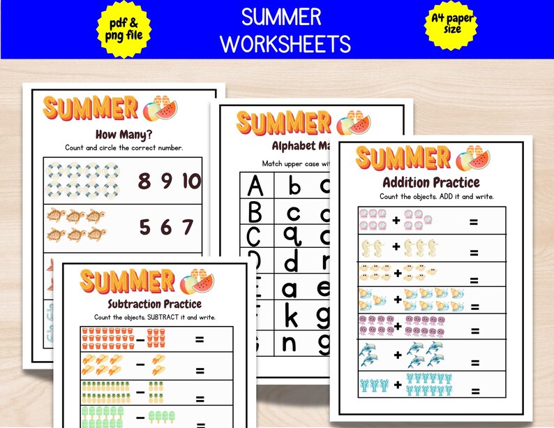 Summer Activity Worksheets for Toddlers, Preschool (PDF Printable) - Etsy