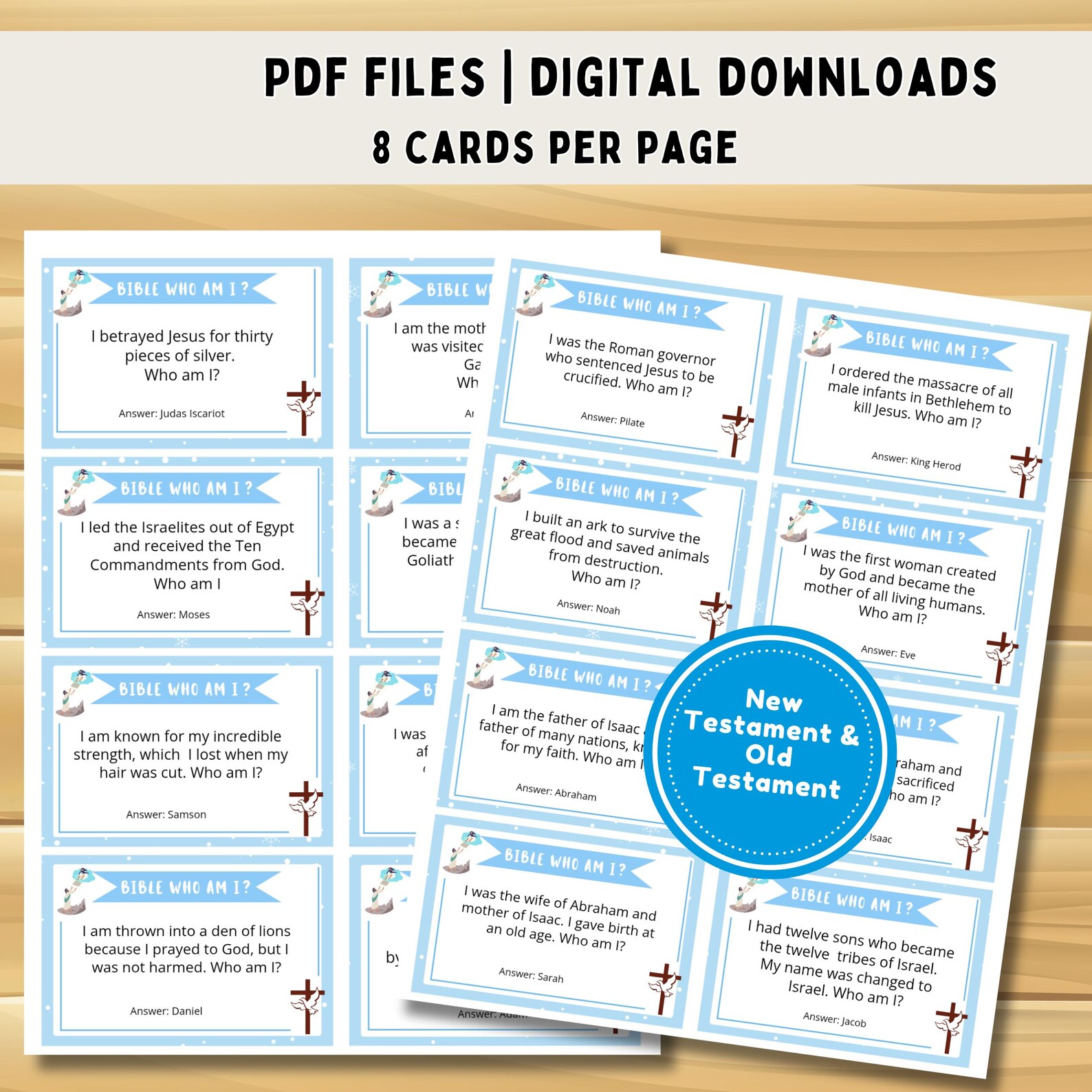 Bible Who Am I Trivia Cards, Printable Christian Party Game for Kids ...