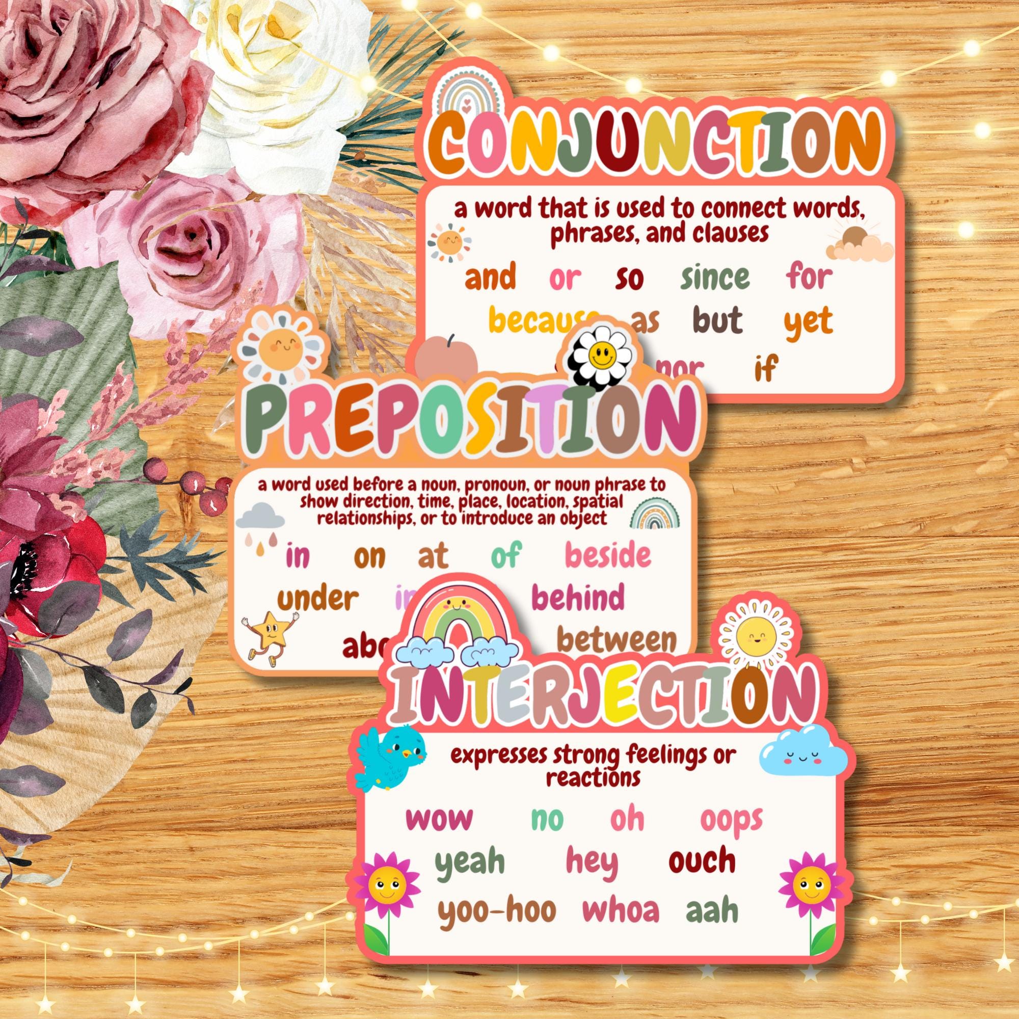Boho Parts of Speech Posters, Grammar Classroom Decor (digital Download ...
