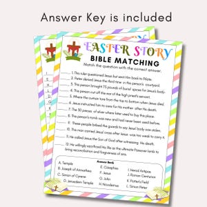 Easter Story Bible Matching Game, Holy Week Easter Bible Game Church ...