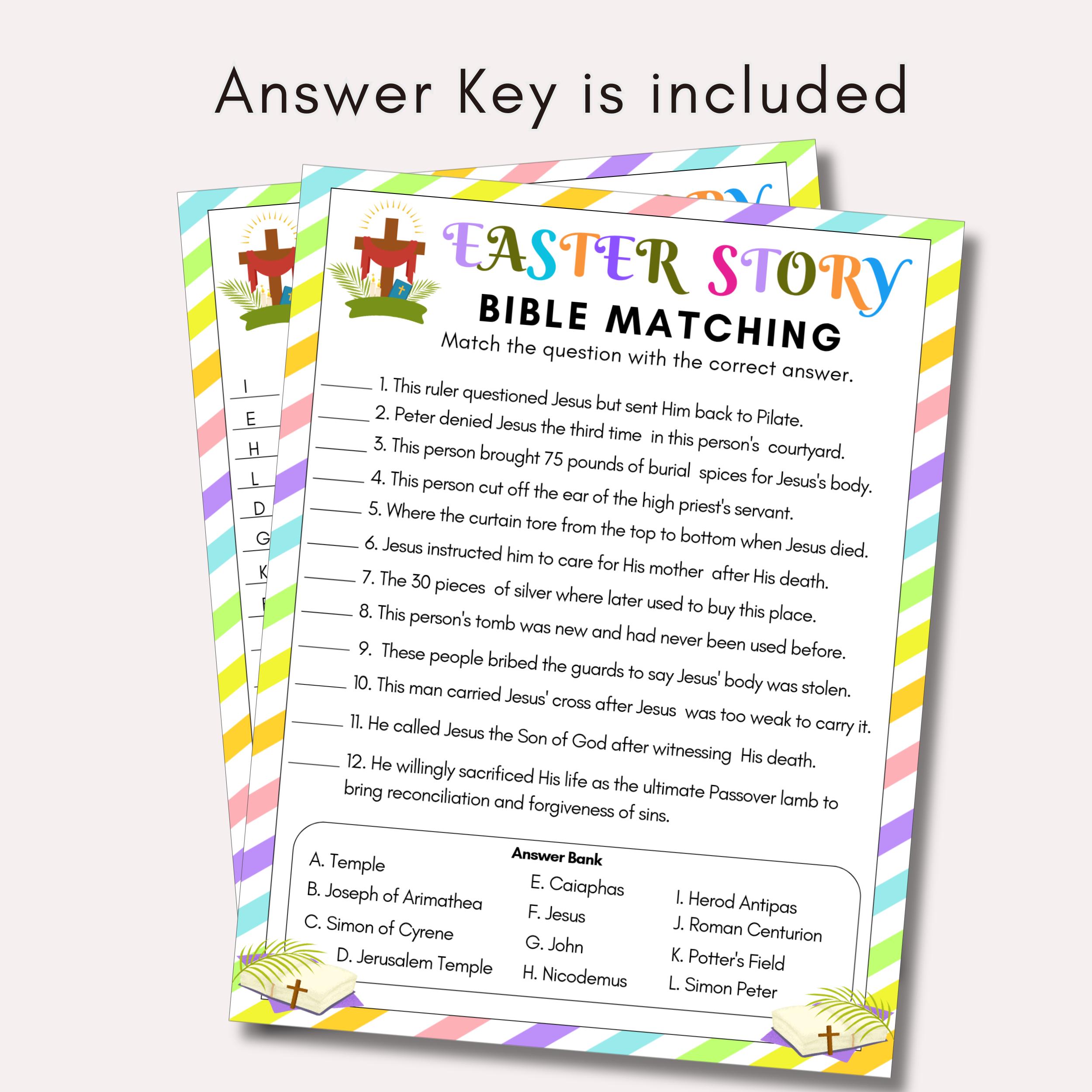 Easter Story Bible Matching Game, Holy Week Easter Bible Game Church ...