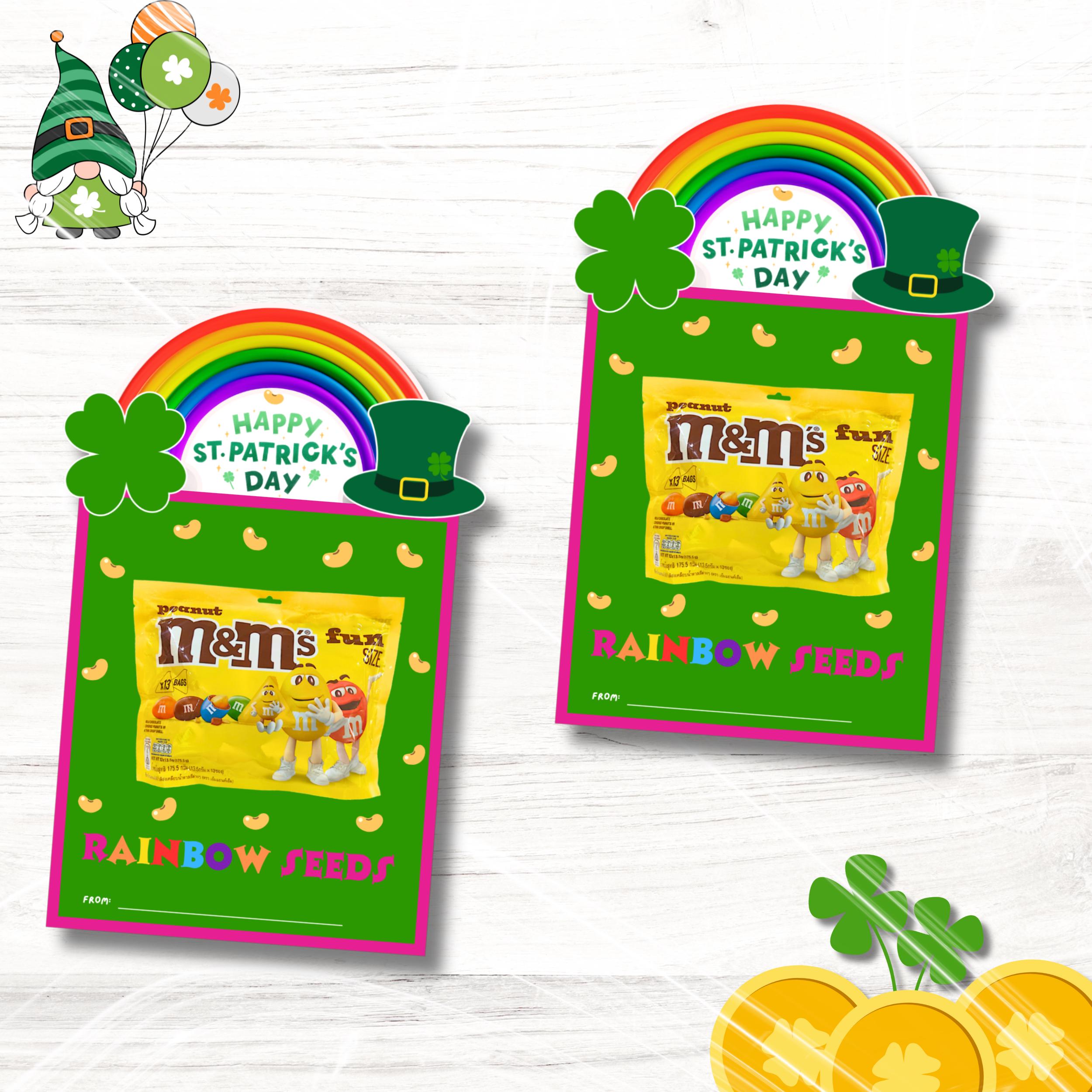 St Patrick's Day Gift Tag, Rainbow Seeds Candy Favor (instant Download ...