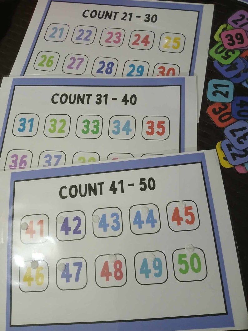 Counting Numbers 1 to 50 Busy Book Activity, Numbers Activity Game ...