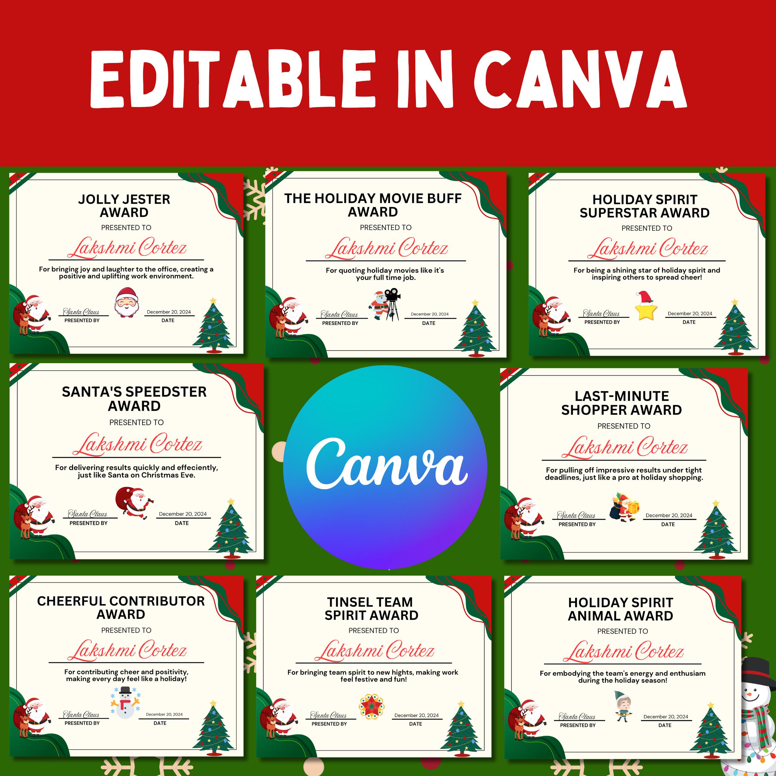 Funny Holiday Employee Award Certificates, Christmas Party, Staff ...