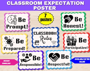 Classroom Rules Poster Editable Template | Teacher Rules for Classroom ...