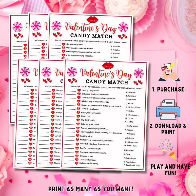 Valentine's Candy Trivia Game, Printable Party Activity (digital ...