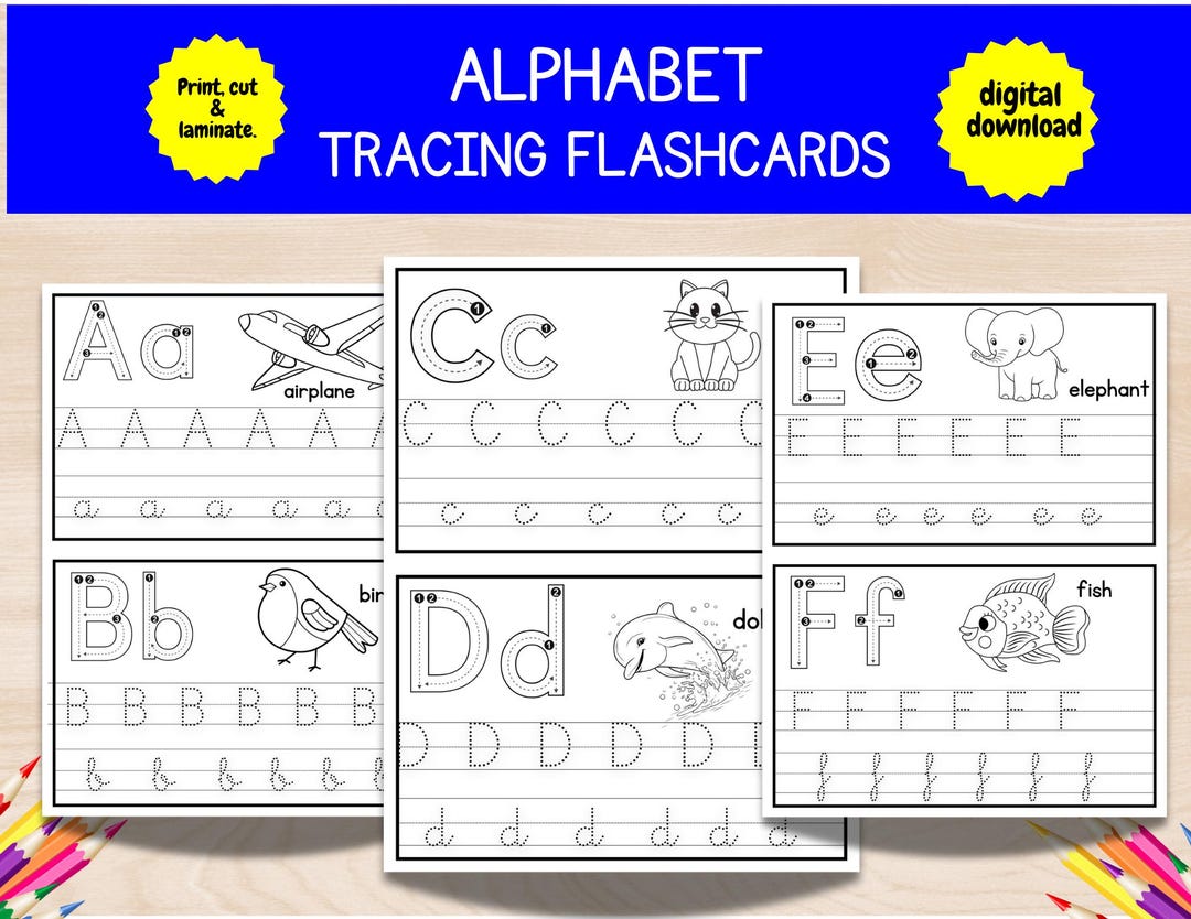 ABC Phonics Tracing Cards Flash Cards Phonics Alphabet Tracing With ...