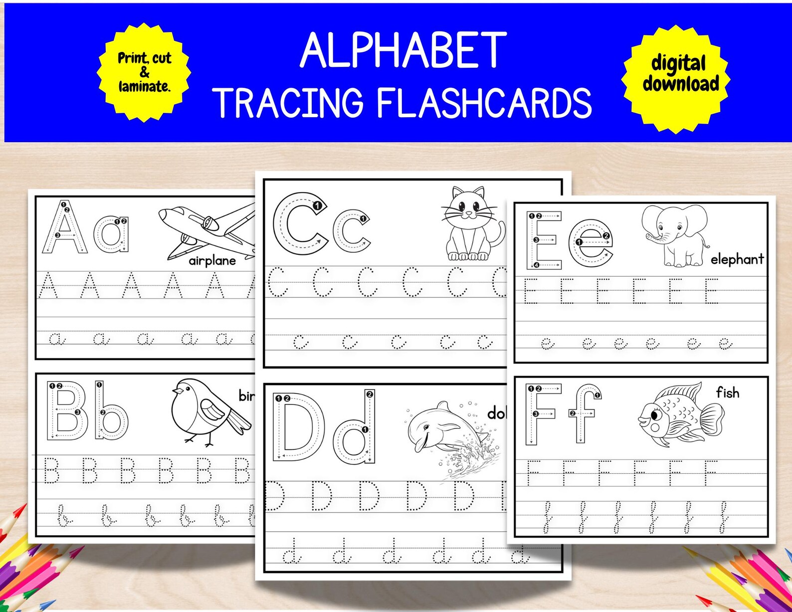 ABC Phonics Tracing Cards Flash Cards Phonics Alphabet Tracing With ...