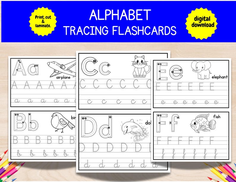 ABC Phonics Tracing Cards Flash Cards Phonics Alphabet Tracing With ...