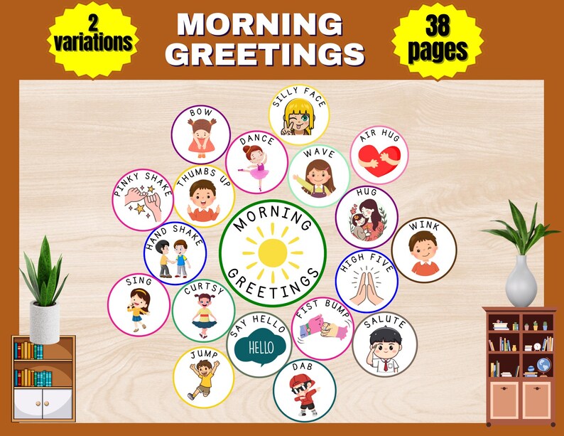 Classroom Morning Greetings Poster Set, 38 Pages (printable PDF & PNG ...