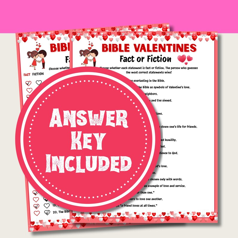 Valentine's Day Bible Trivia Game - Fact or Fiction (printable Quiz) - Etsy