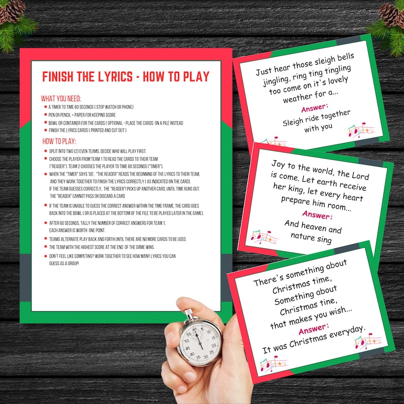 Christmas Song Finish the Lyrics Game, Christmas Finish the Song ...