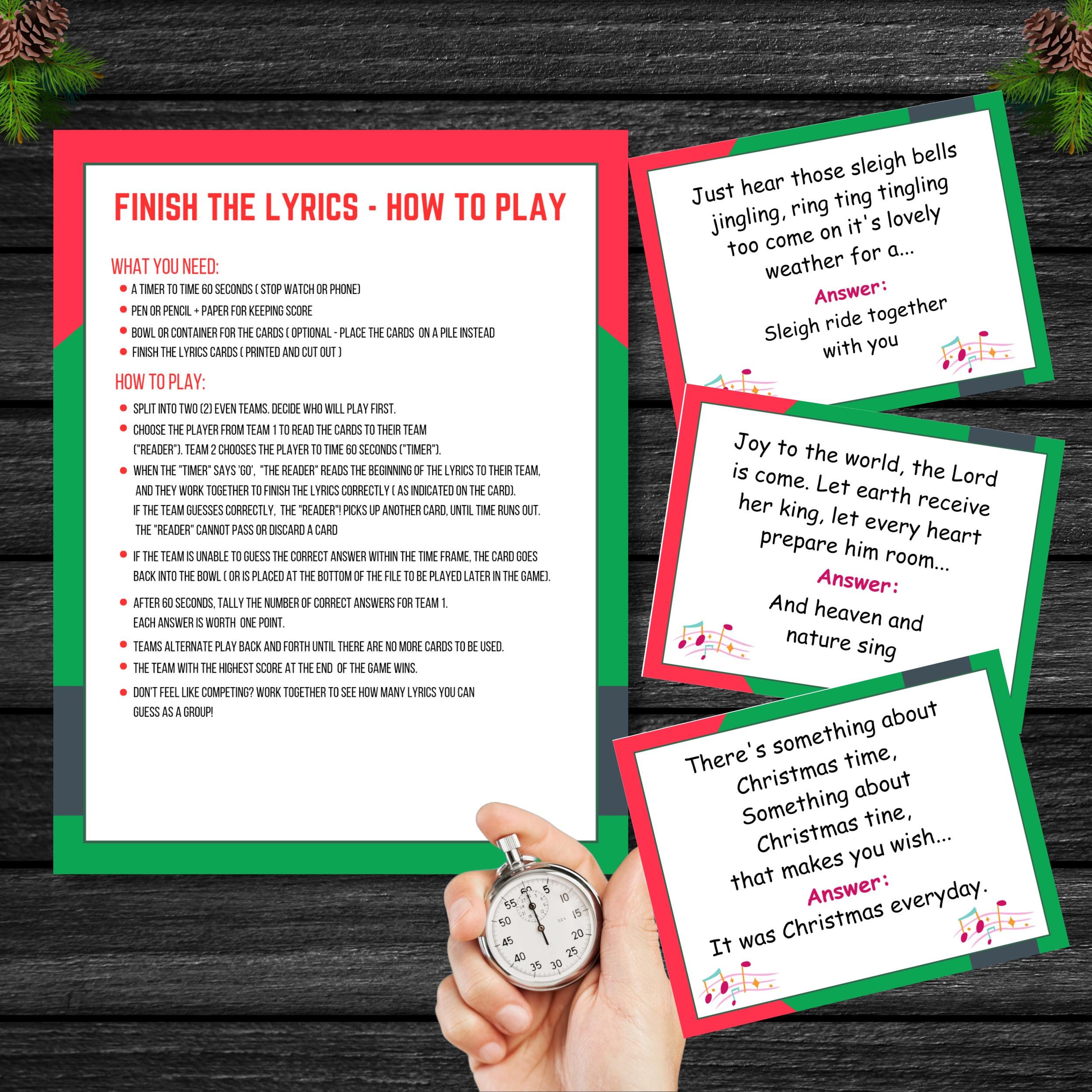 Christmas Song Finish the Lyrics Game, Christmas Finish the Song ...