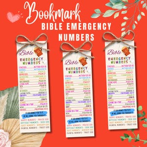 Bible Emergency Numbers Bookmark Printable, Emergency Bible Verse ...