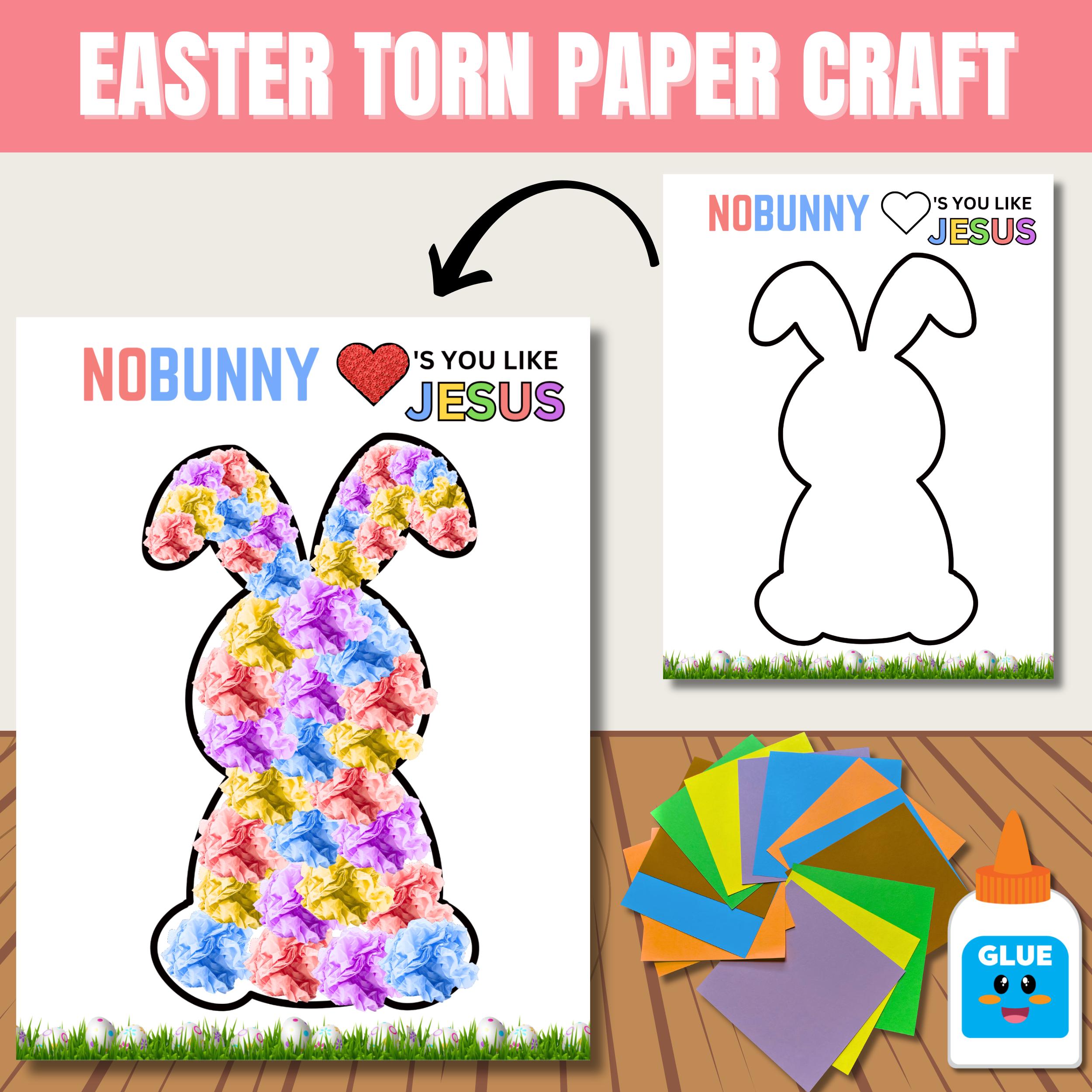 Easter Bunny Torn Paper Art, DIY Craft (printable Template) - Etsy