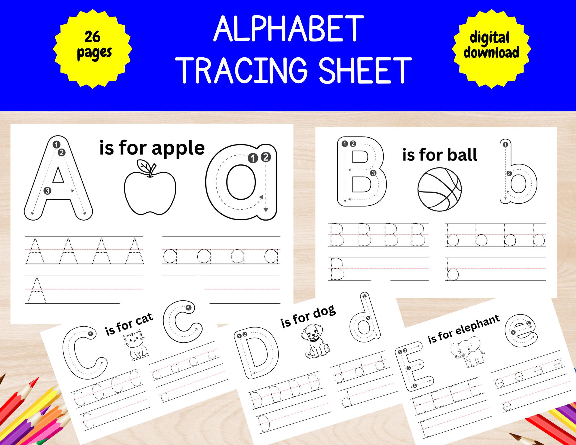 26 ABC Phonics Tracing Pad. Preschool- Kindergarten Handwriting and ...
