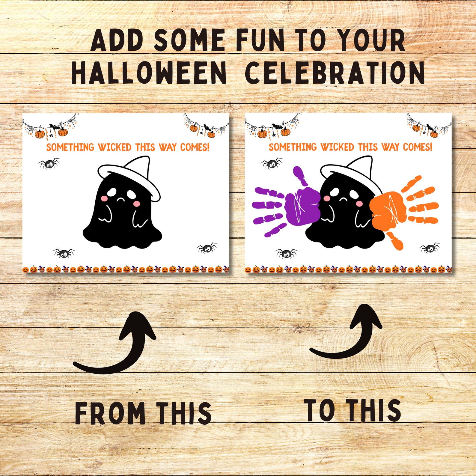 Halloween Handprint Art Bundle, Printable Handprint Crafts, Ghost ...