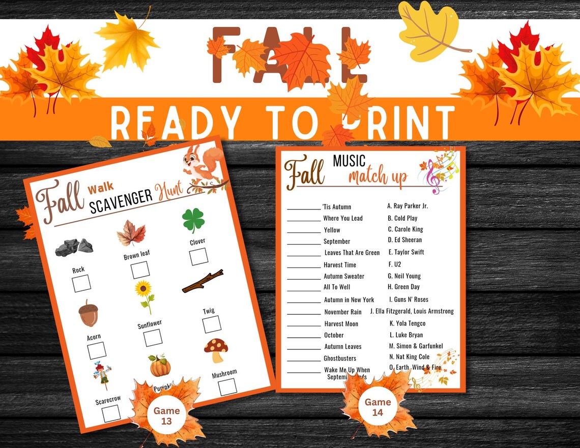 Fall Game Bundle, Fall Printable Games, Fall Family Games, Fall Trivia ...