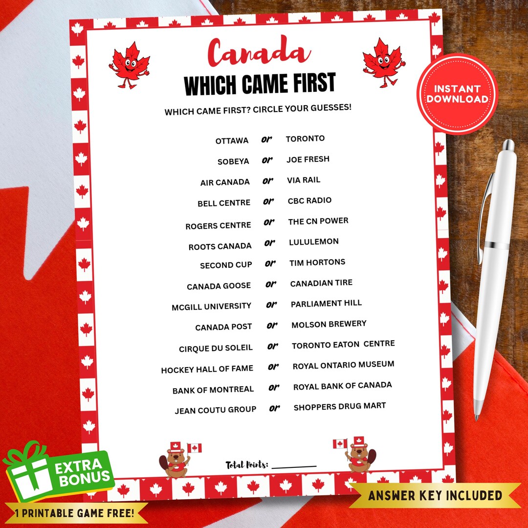 Canada Day Trivia Game, Family Party Activity (digital Download) - Etsy