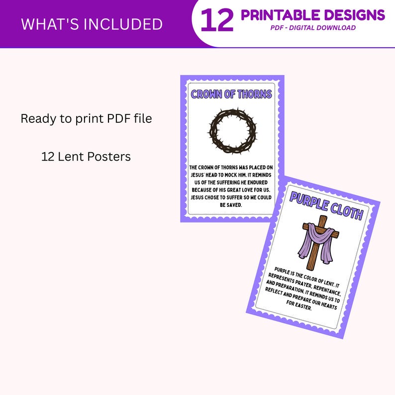 Lent Symbols Bulletin Board Posters (12 Printable Designs) - Etsy Canada