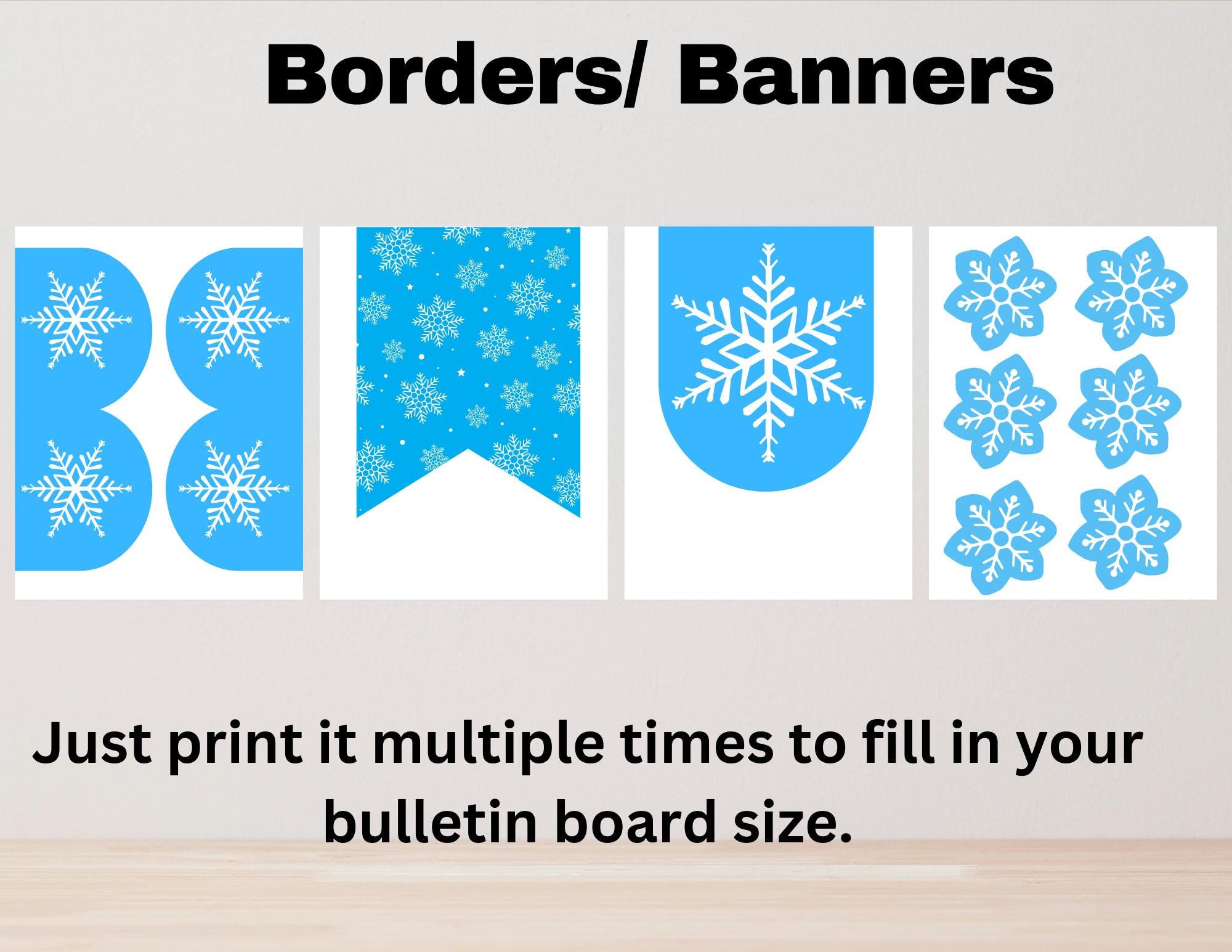 Winter Classroom Bulletin Board Kit | Snowflakes & Mittens (printable ...