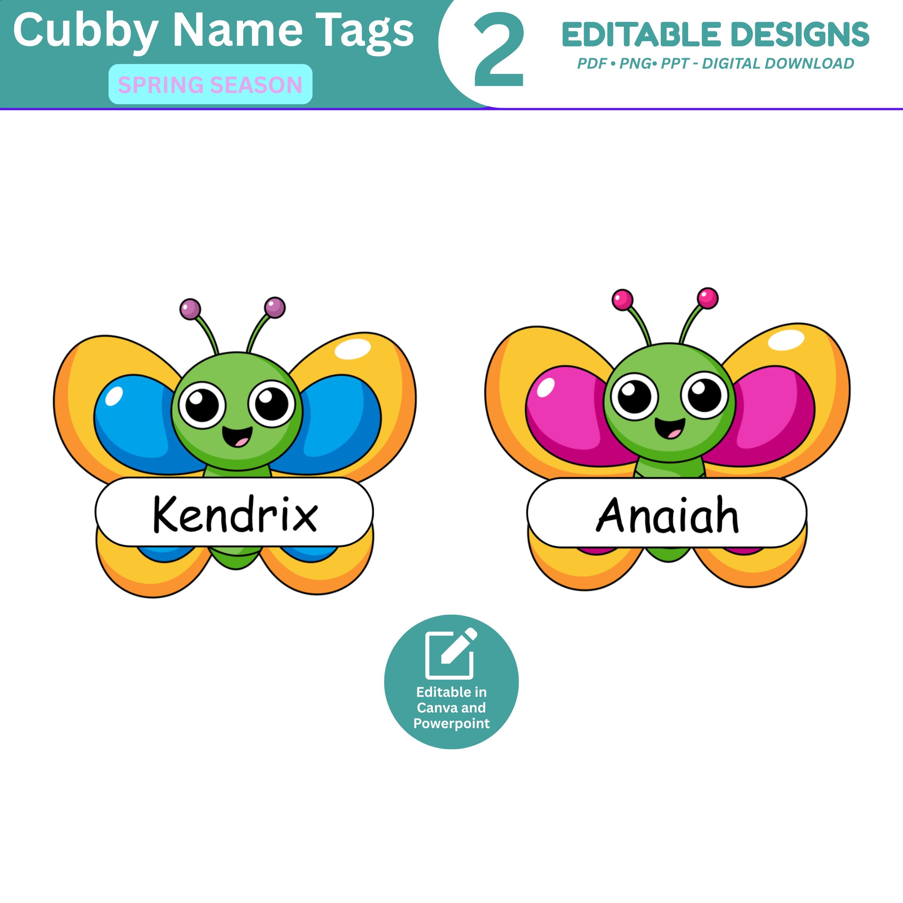 Editable Butterfly Cubby Name Tags: Spring Classroom Labels (digital ...