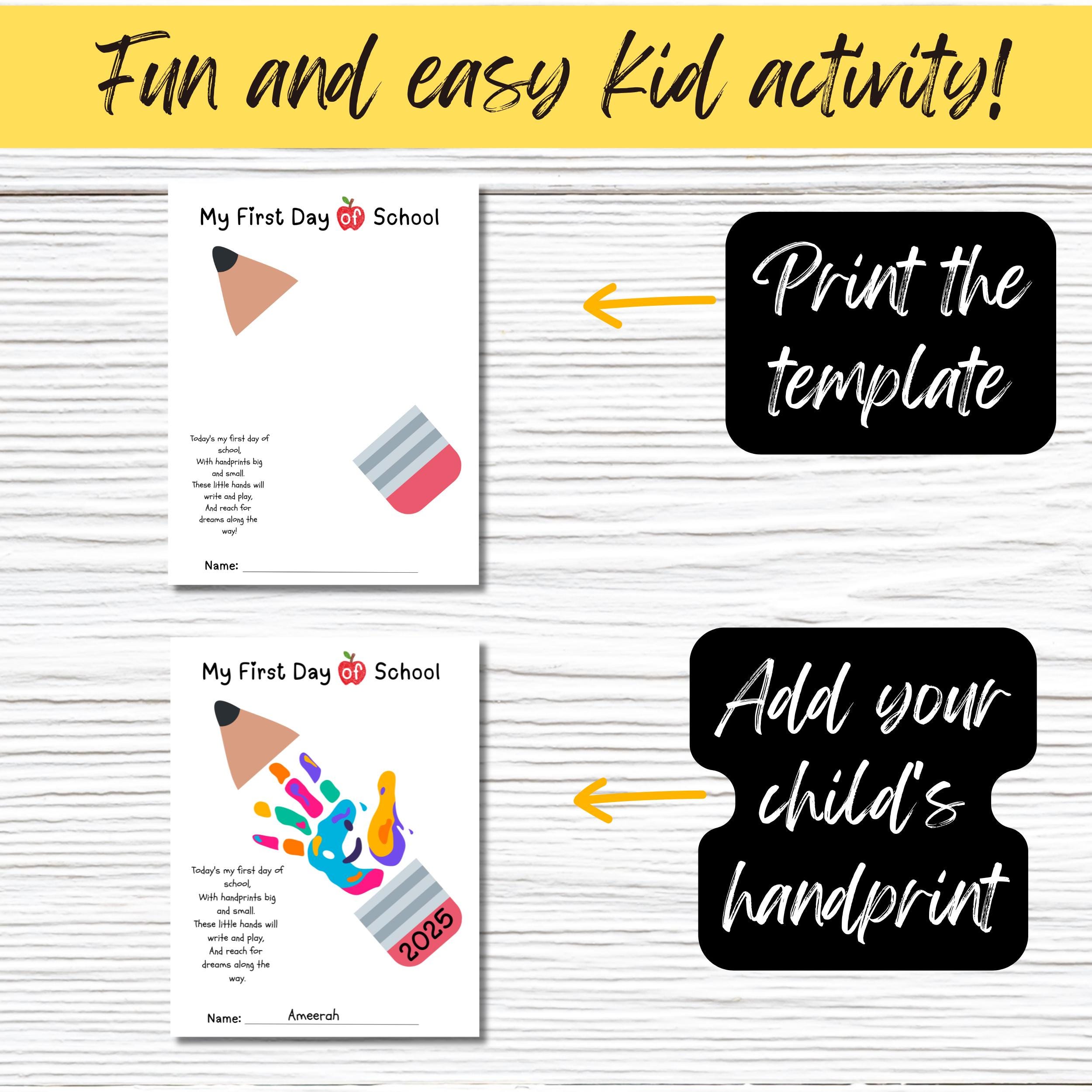 First Day of School Handprint Art, Preschool Keepsake (PDF) - Etsy