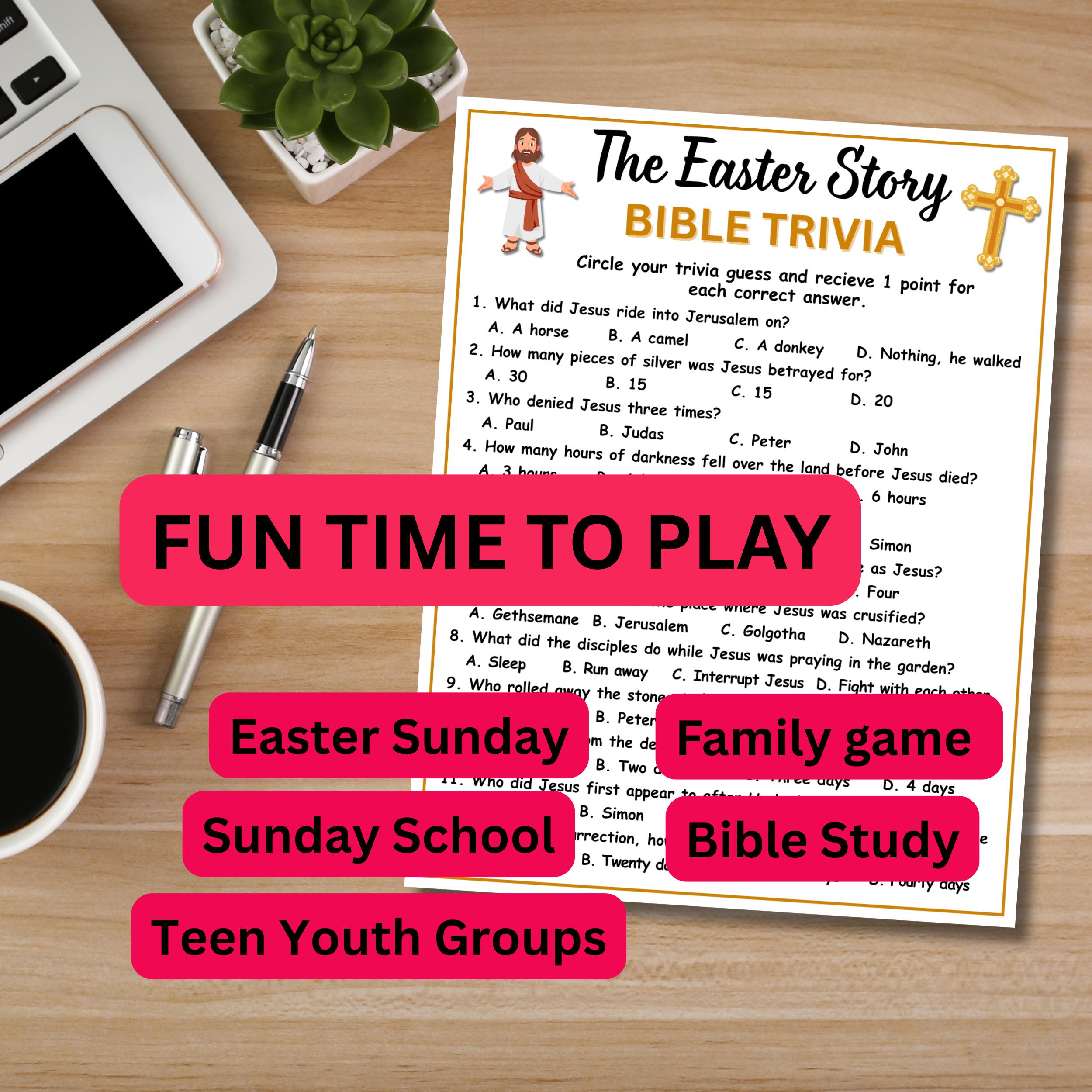 Printable Easter Bible Trivia Game, Church Activity (digital Download ...