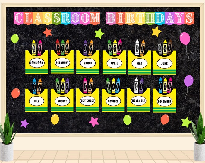 Crayon Birthday Bulletin Board Kit || Birthday Display Bulletin Boards ...