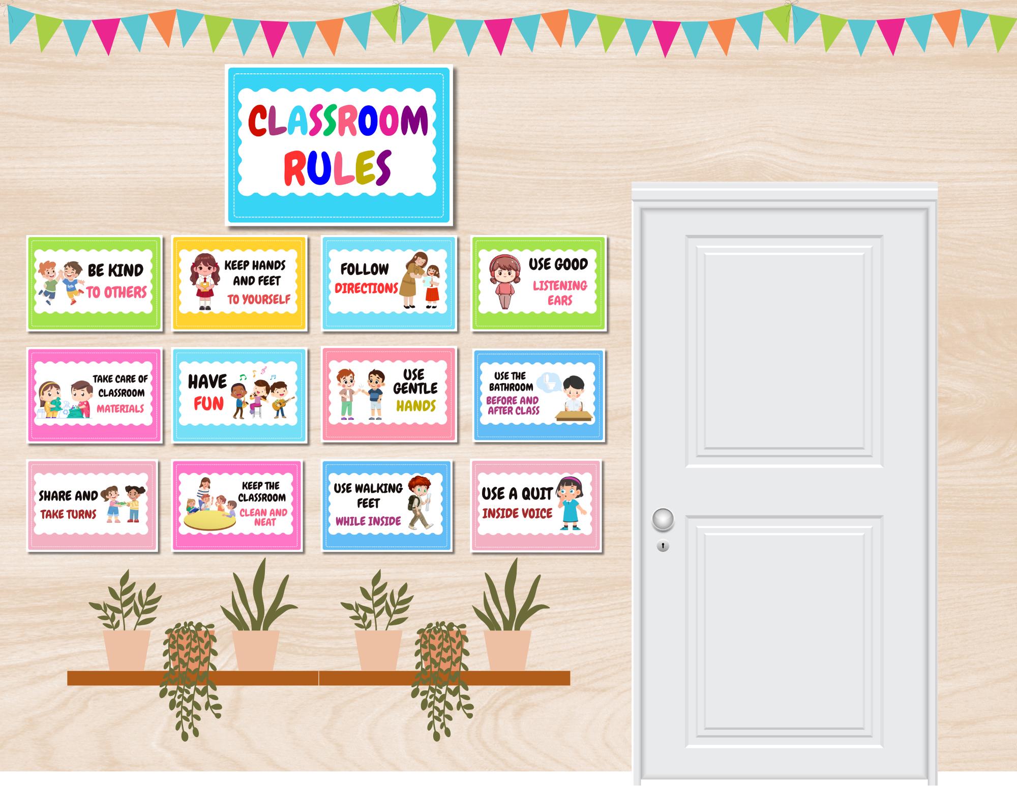 Classroom Rules Poster Set | Daycare Decor (PDF, PNG) - Etsy