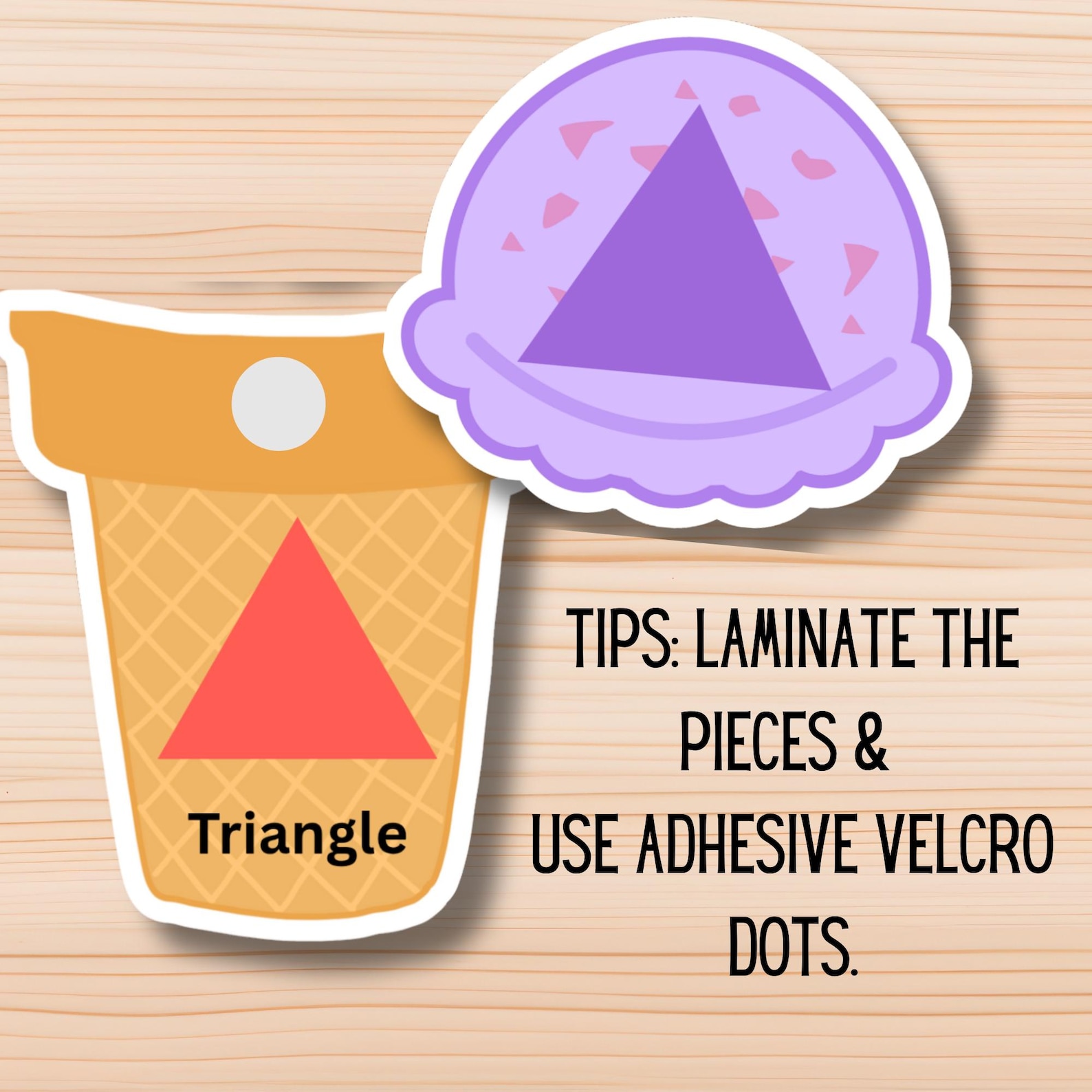 Ice Cream Shapes Matching Activity, Preschool Learning (digital ...