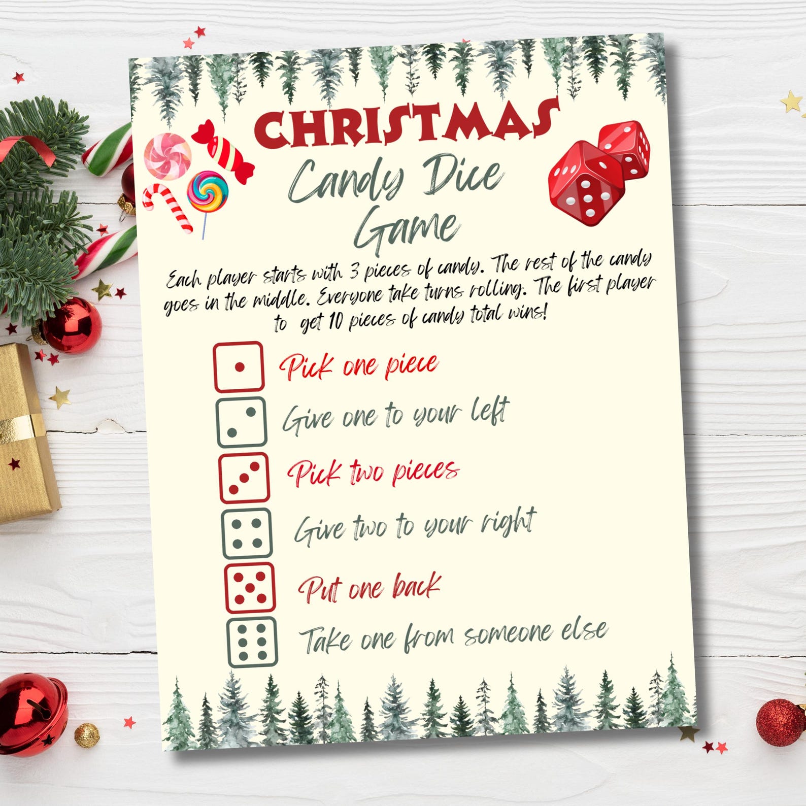 Christmas Candy Dice Game Office Christmas Party Game Christmas Family ...